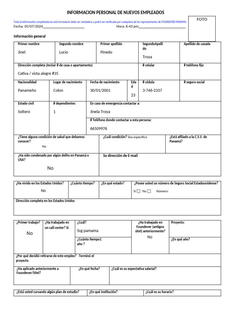 Foundever Application Form-2 | PDF