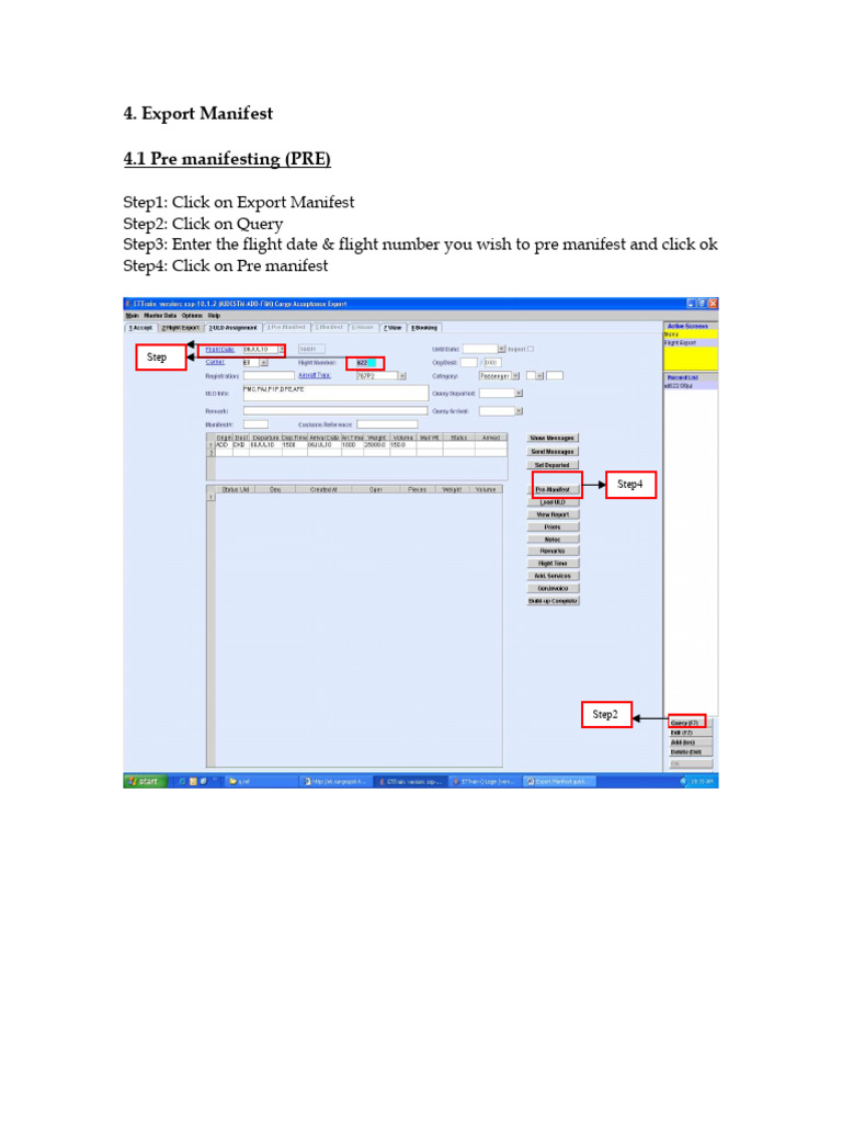 Export Manifest Quick Reference | PDF