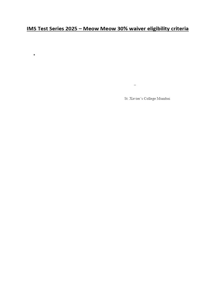 Eligibility Criteria For 30 IMS Test Series 2025 | PDF