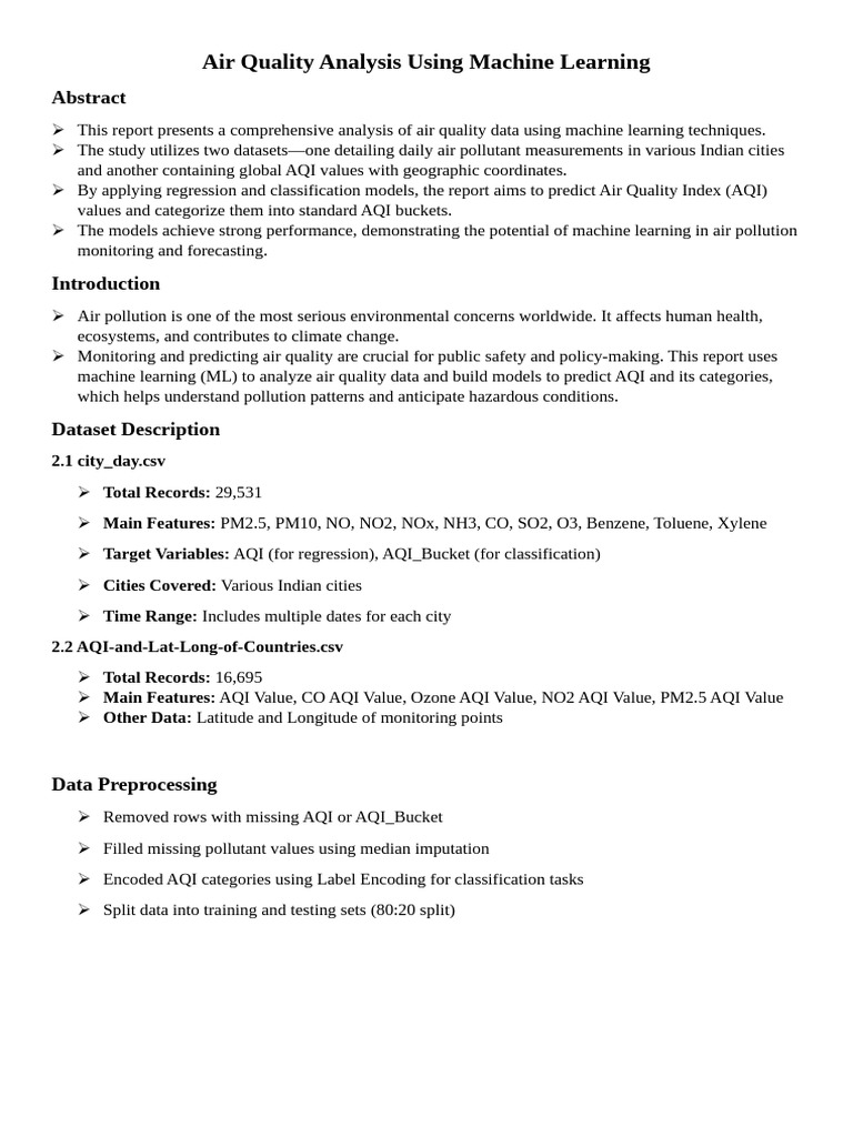 Air Quality Analysis Using Machine Learning | PDF | Machine Learning | Regression Analysis