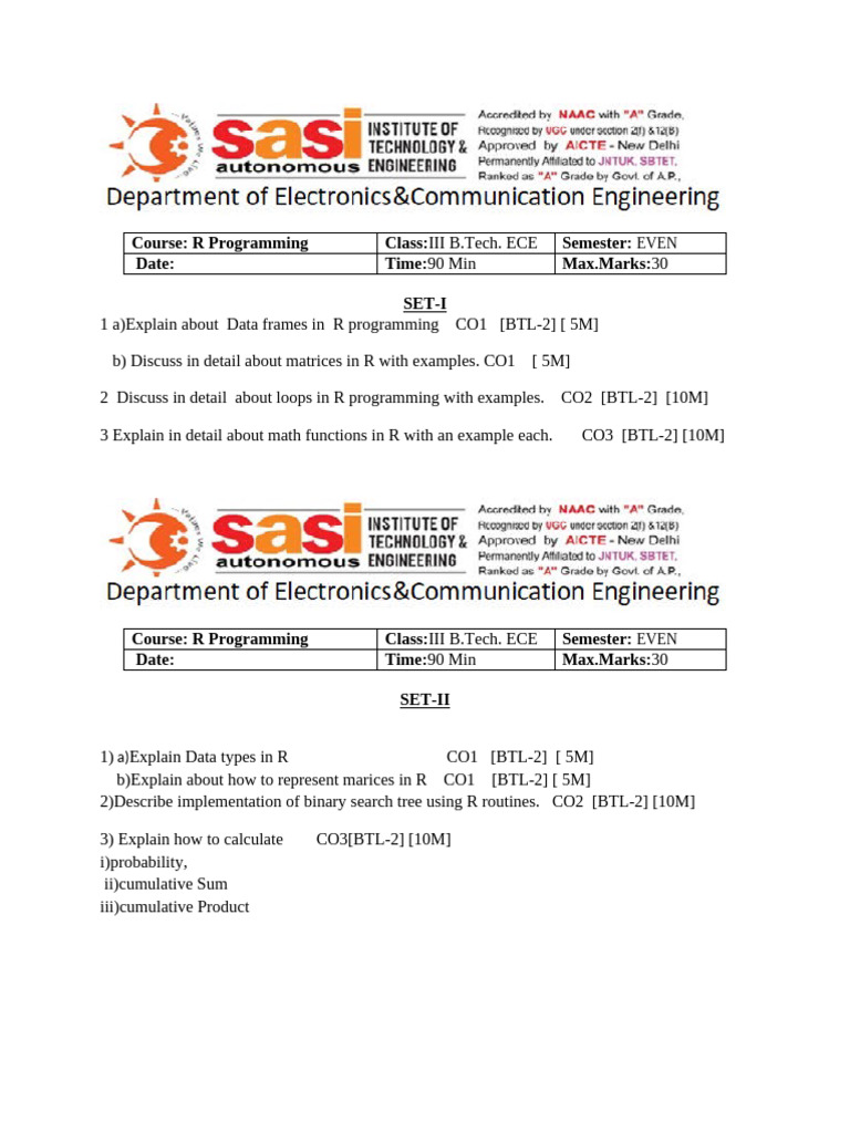 RP Mid-1 Question Papers | PDF