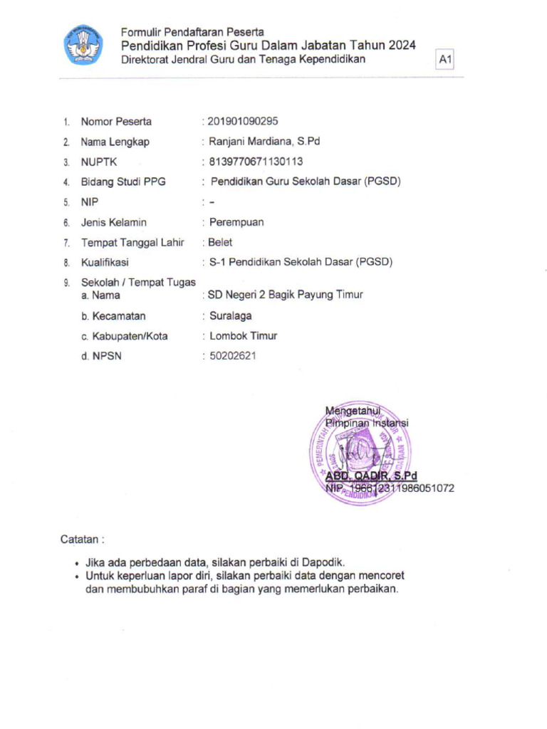 Formulir - Ranjani Mardiana | PDF