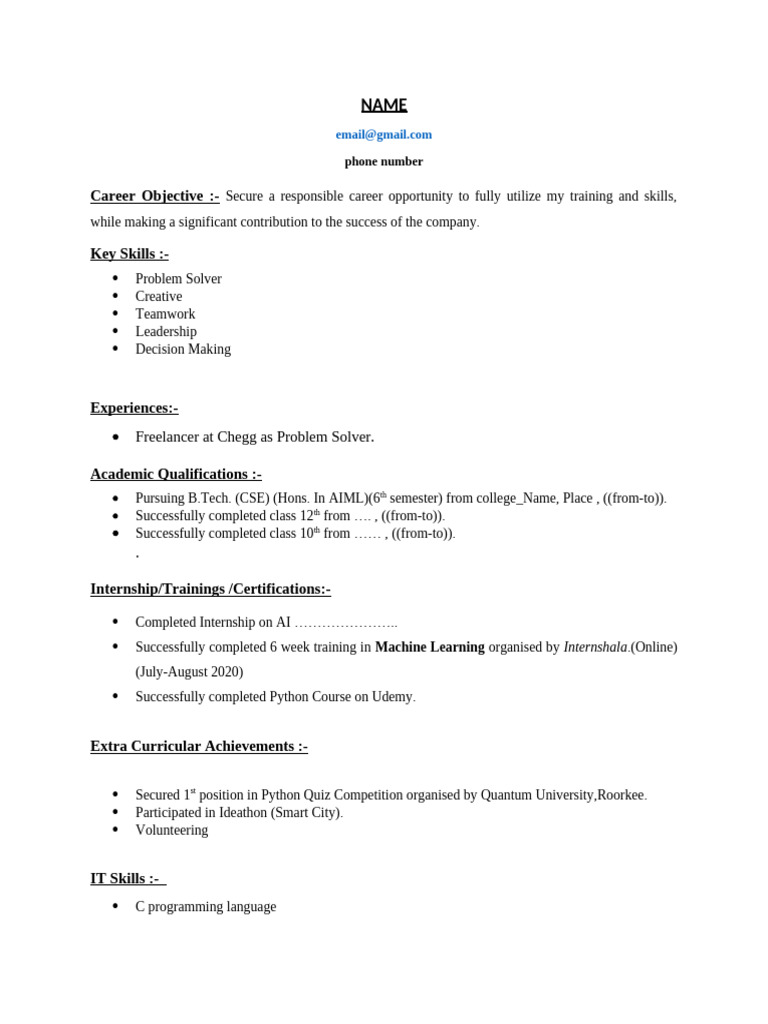 Beginner CV | PDF