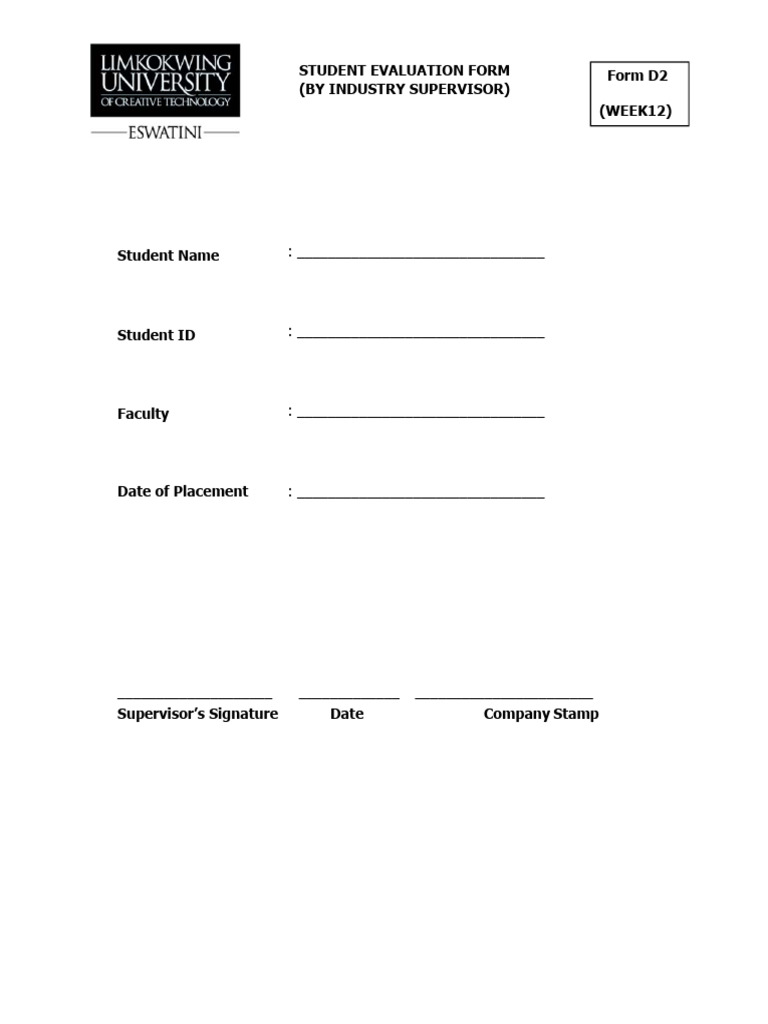 D2 Student Performance Evaluation Form | PDF | Performance Appraisal