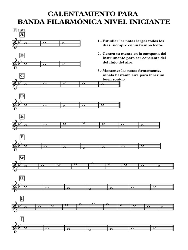 Instrumentos en C Flauta Calentamiento | PDF