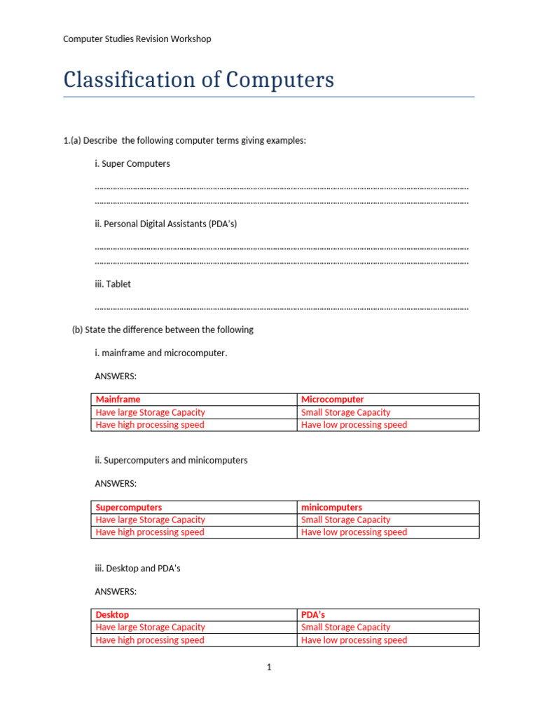Computer Studies Revision Workbook. Answes | PDF | Application Software | Command Line Interface