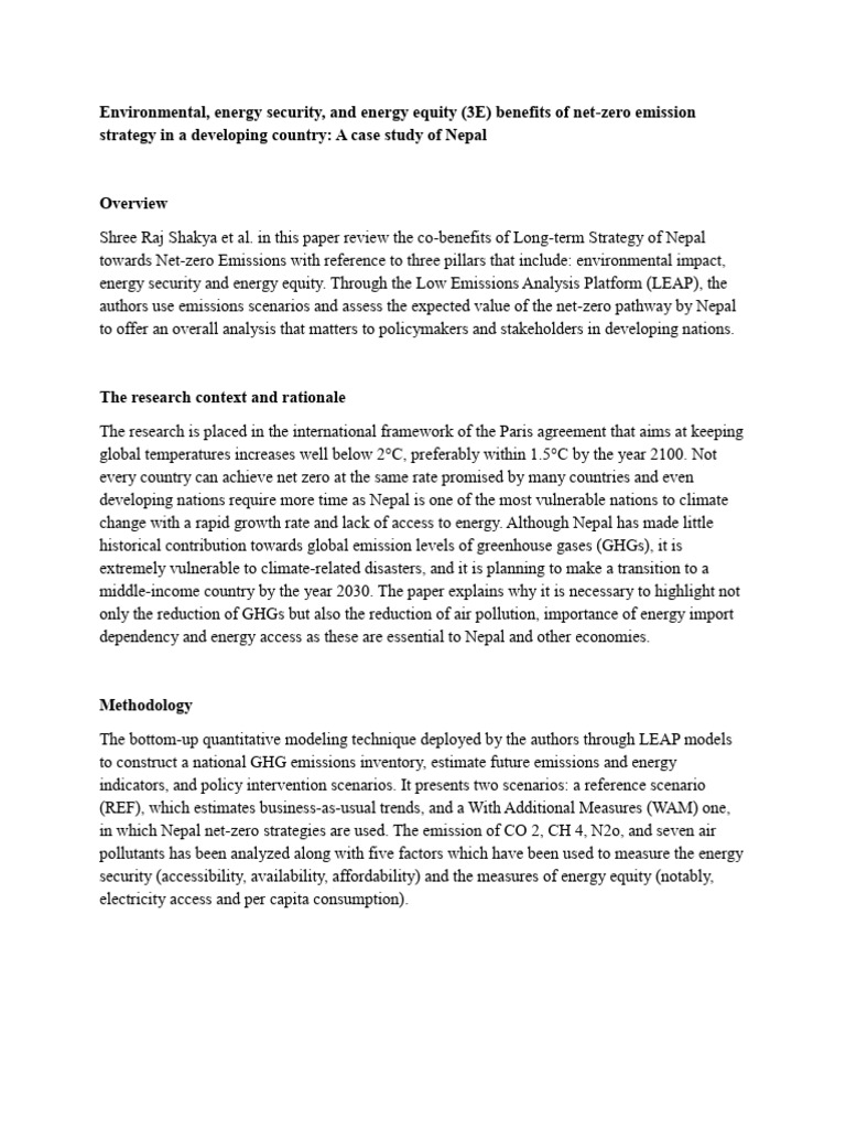 Environmental, Energy Security, and Energy Equity (3E) L | PDF | Climate Change Mitigation ...