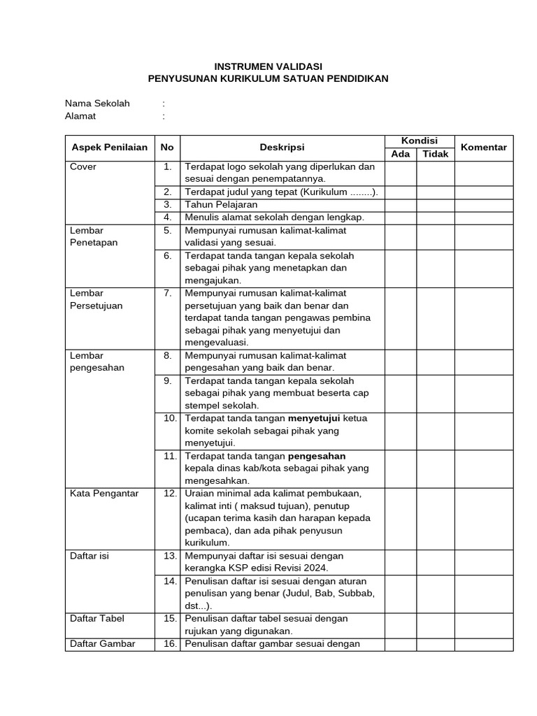 Instrumen Validasi KSP 2025 | PDF