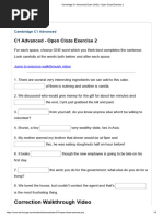 Cambridge C1 Advanced Exam (CAE) - Open Cloze Exercise 1 | PDF