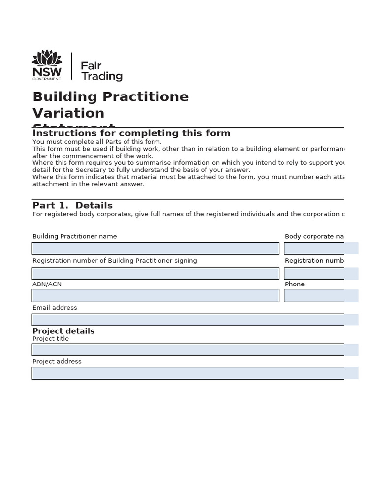 Variation Statement Template for Building Work | PDF | Justice | Crime ...
