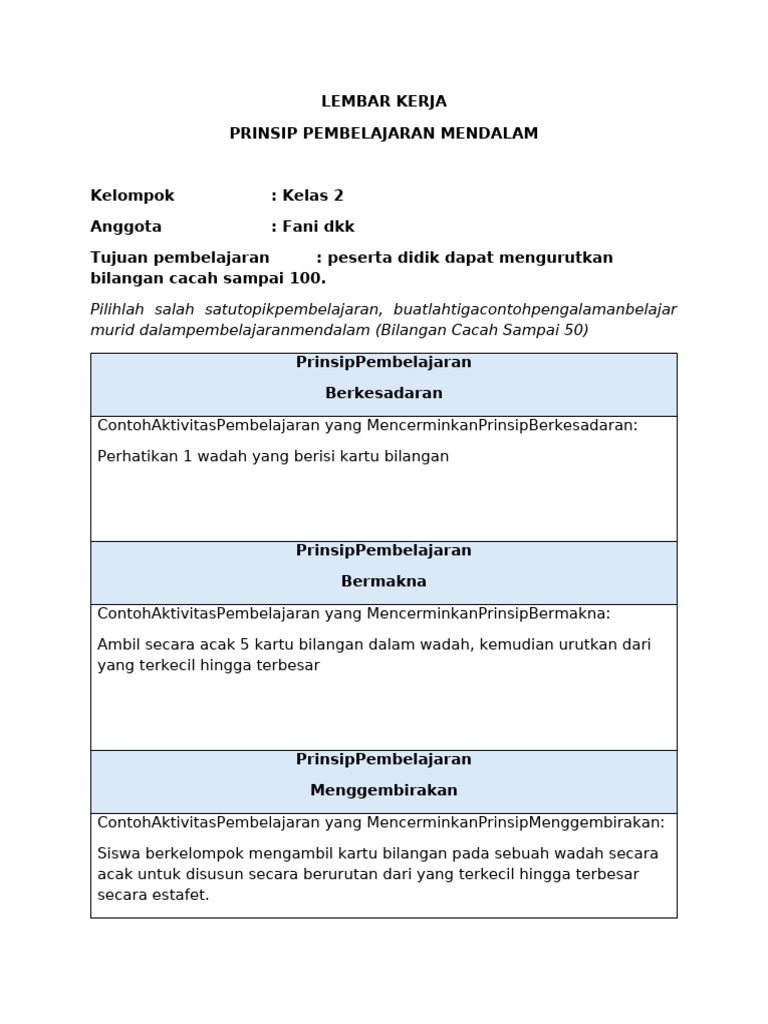 LK 1. Prinsip PM Dan Pengalaman Belajar PM | PDF