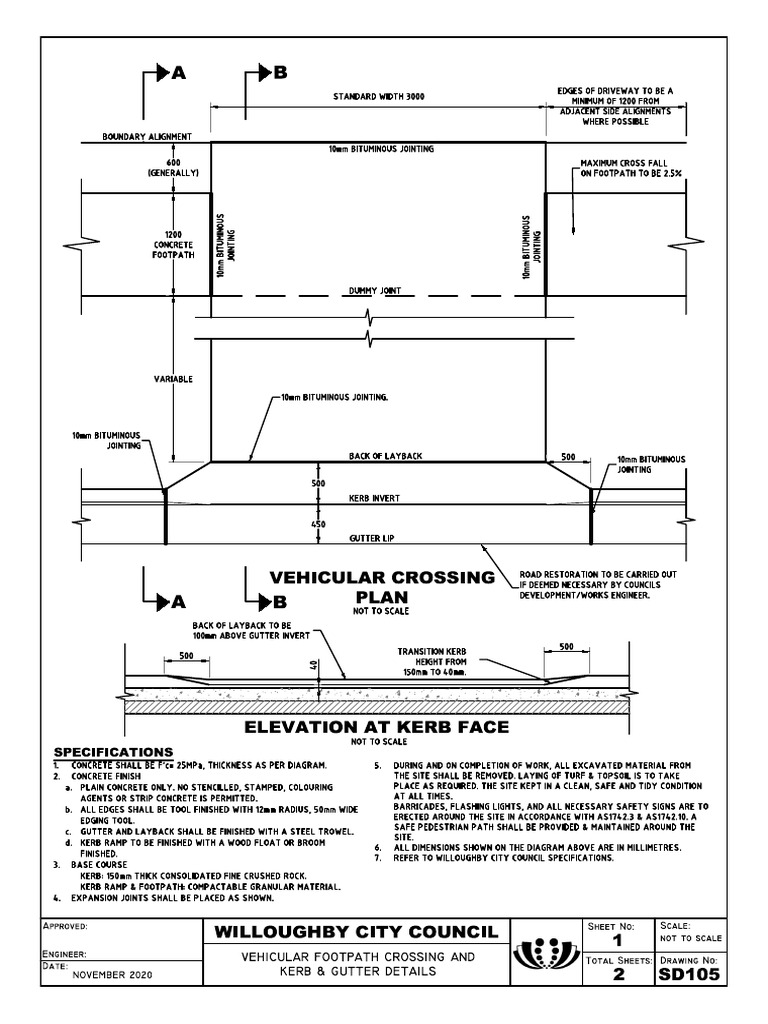 Vehicular Crossing and Kerb Details | PDF