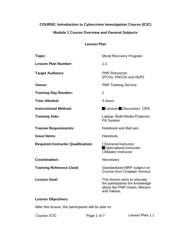 Lesson Plan 1.1 Moral Recovery Program | PDF | Justice | Crime & Violence