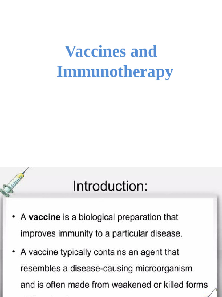 Vaccines and Immunotherapy | PDF | Immunotherapy | Immune System
