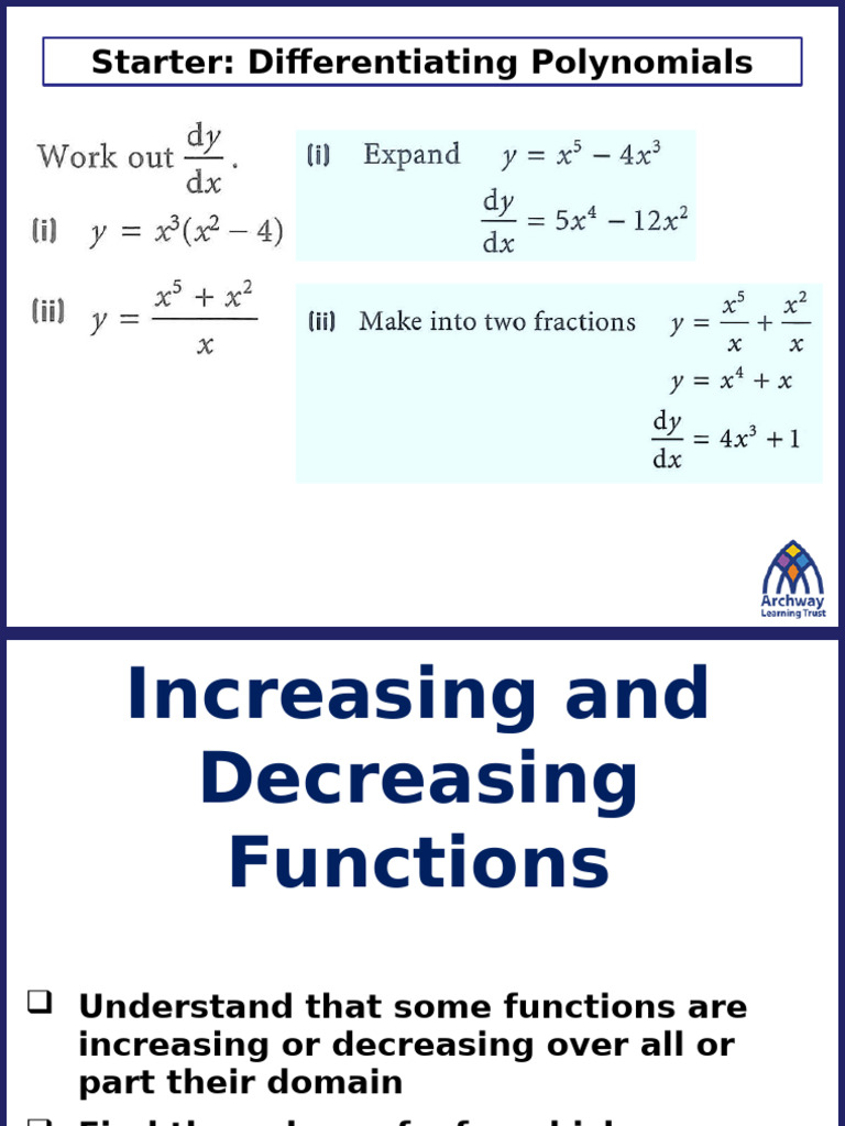 FM 8.4 Increasing Decreasing Functions | PDF | Function (Mathematics) | Monotonic Function