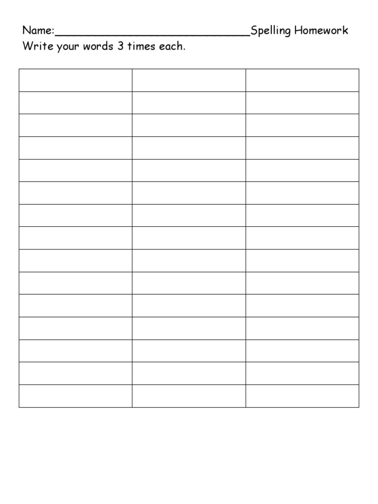 Spelling Homework Activities Packet | PDF