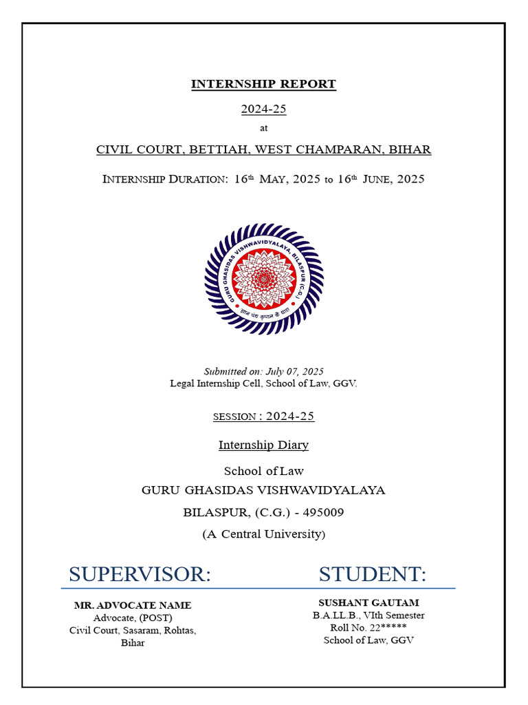 Internship Report Layout (2025) | PDF | Law School | Methodology