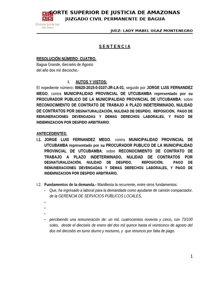 Sentencia Laboral | PDF | Derecho laboral | Ley procesal