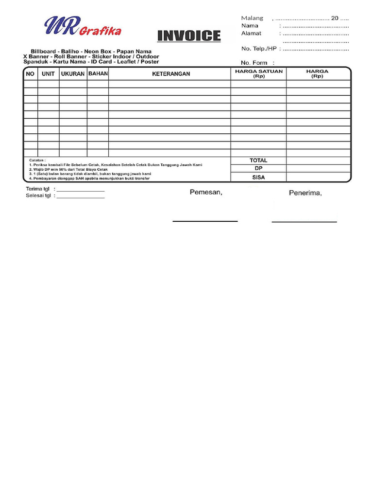 Nota Percetakan | PDF