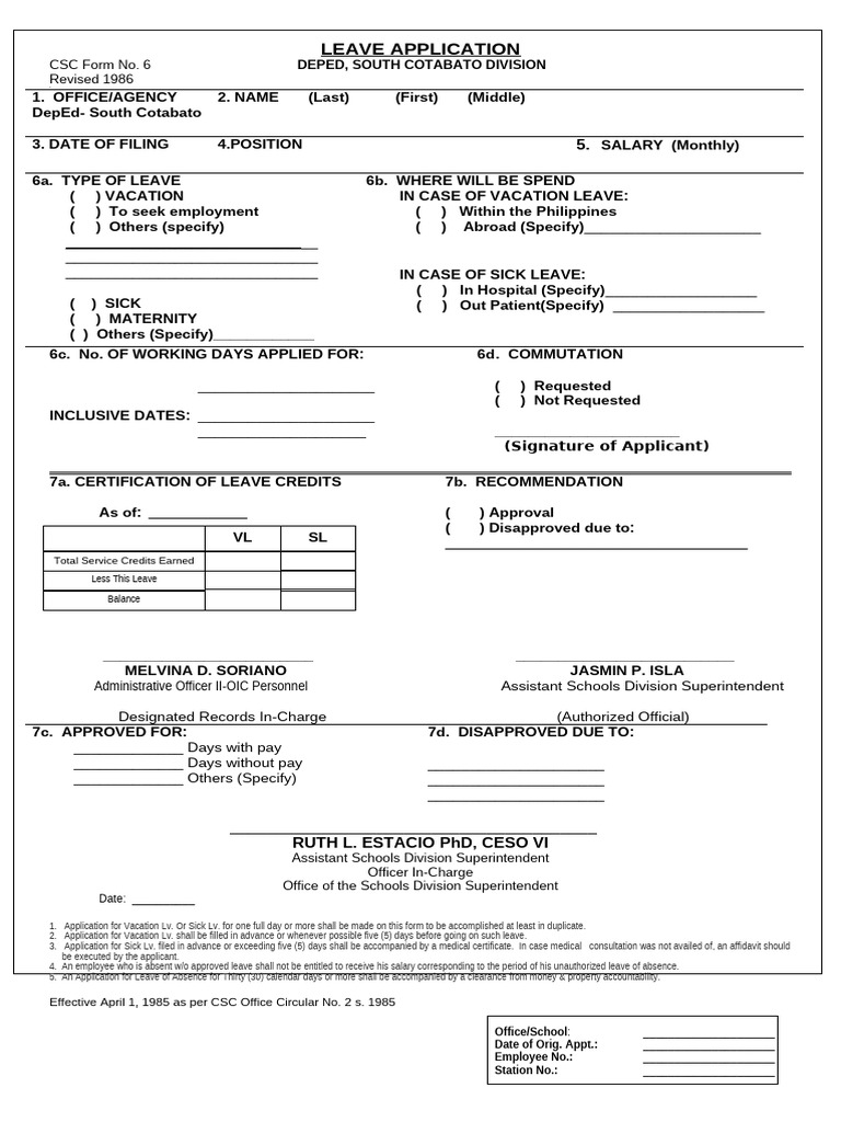 1.CSC FORM 6 New 2021 Field | PDF | Labor