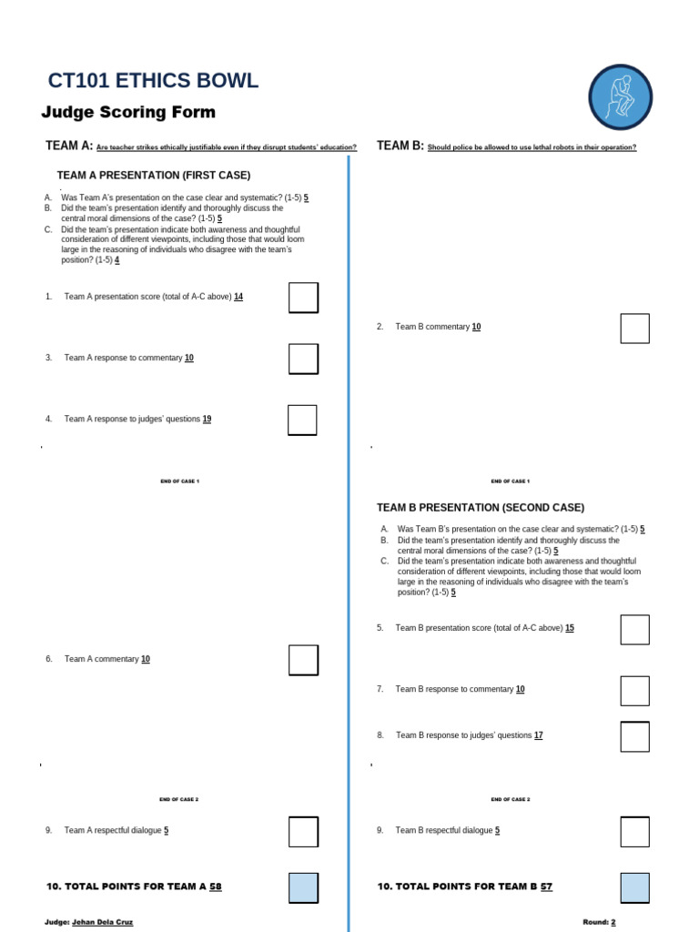 Jehan Dela Cruz - Judge+Scoring+Form | PDF