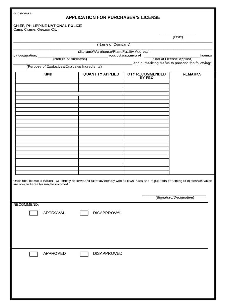 Application for Purchaser’s License | PDF | Justice | Crime & Violence