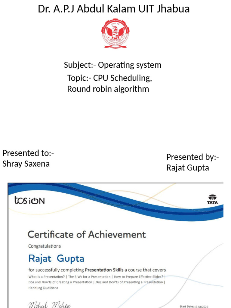 CPU Scheduling Round Robin PPT-1 | PDF