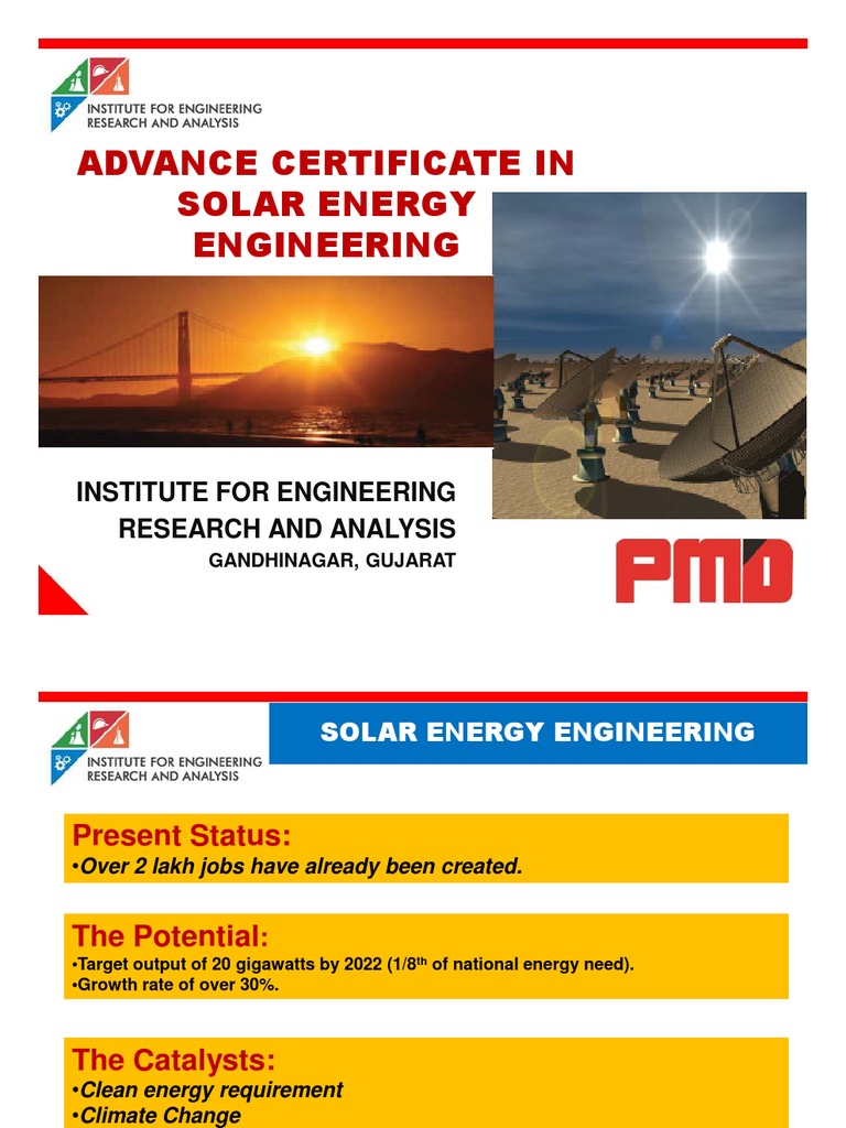 Advance Certificate in Solar Energy Engineering: Institute For ...