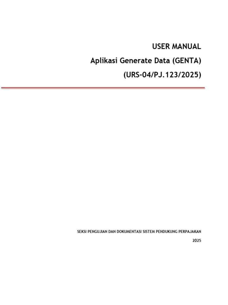 User Manual Aplikasi Generate Data - GENTA | PDF