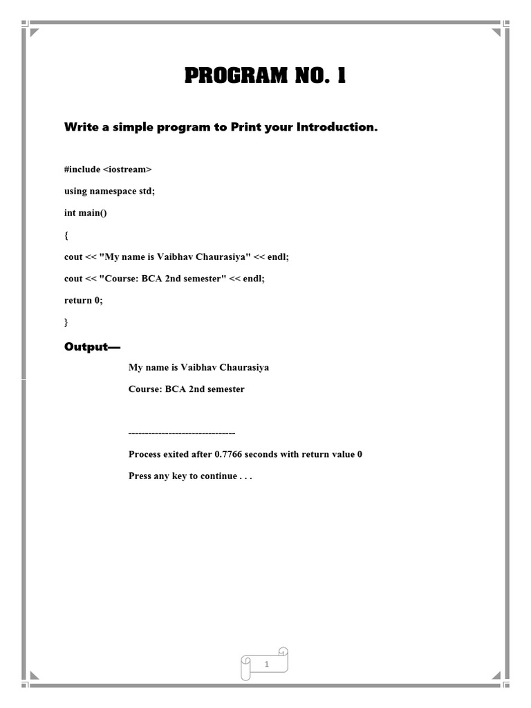 C M M Practical File by Vaibhav | PDF | Namespace | Computer Programming