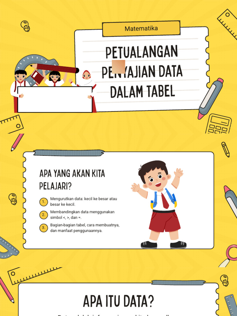 Belajar Penyajian Data Tabel Presentasi Kuning Ilustrasi - 20250316 ...