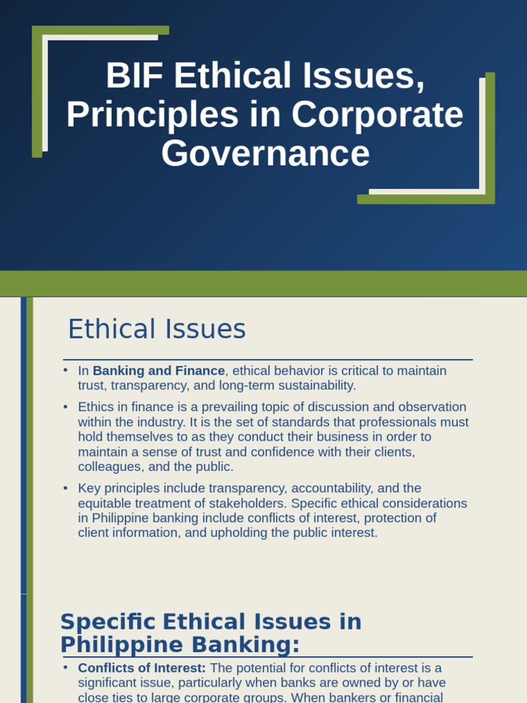 Ethical Issues in Philippine Banking | PDF | Corporate Governance ...
