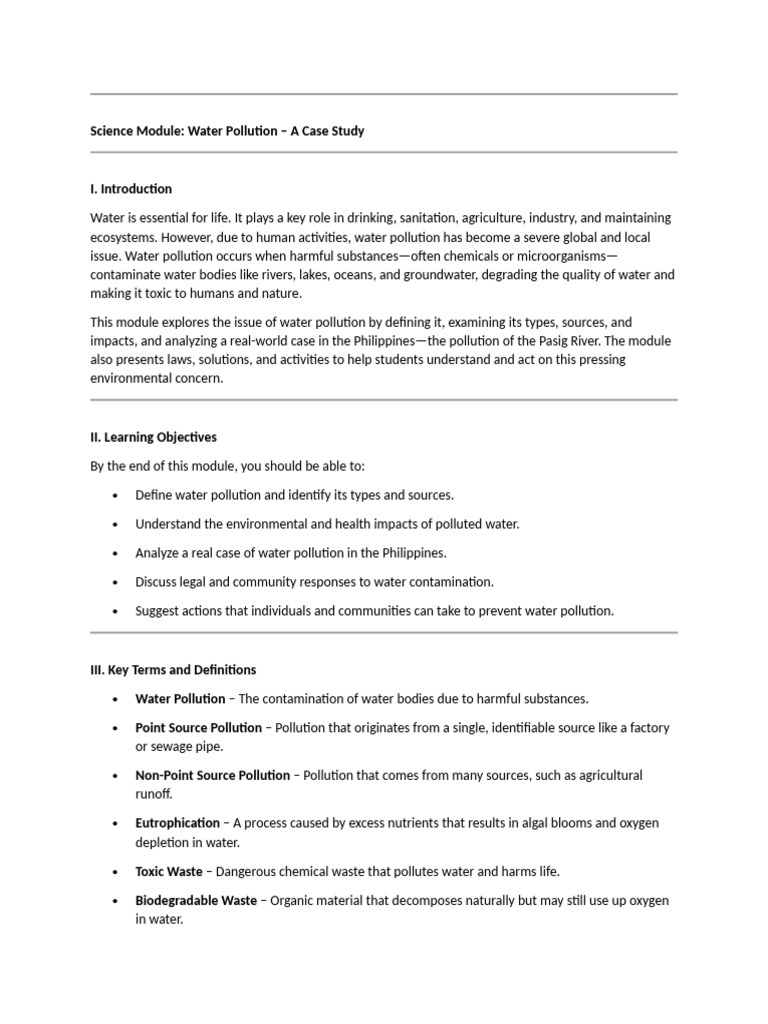 Water Pollution - A Case Study | PDF | Water Pollution | Eutrophication