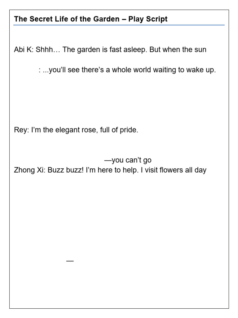 The Secret Life of The Garden Play Script - Editted | PDF | Flowers ...