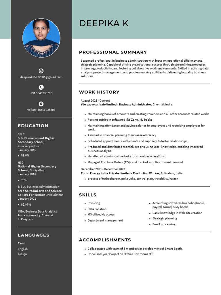Deepika CV 1 1737566557795 | PDF | Business
