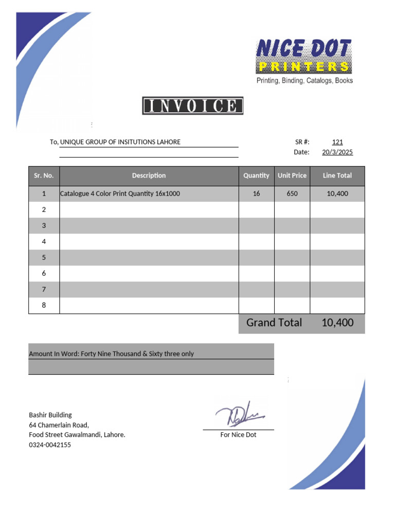 Nice Dot Invoice # 121 | PDF