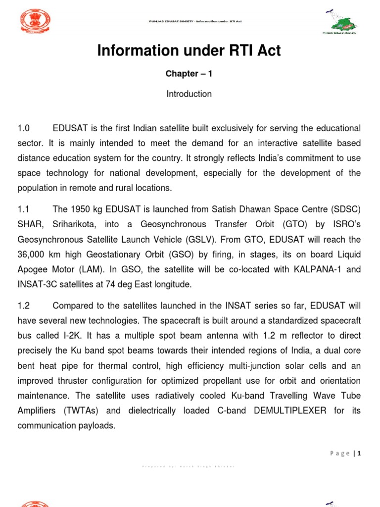 Information Under RTI Act: Chapter - 1 | PDF | Further Education ...