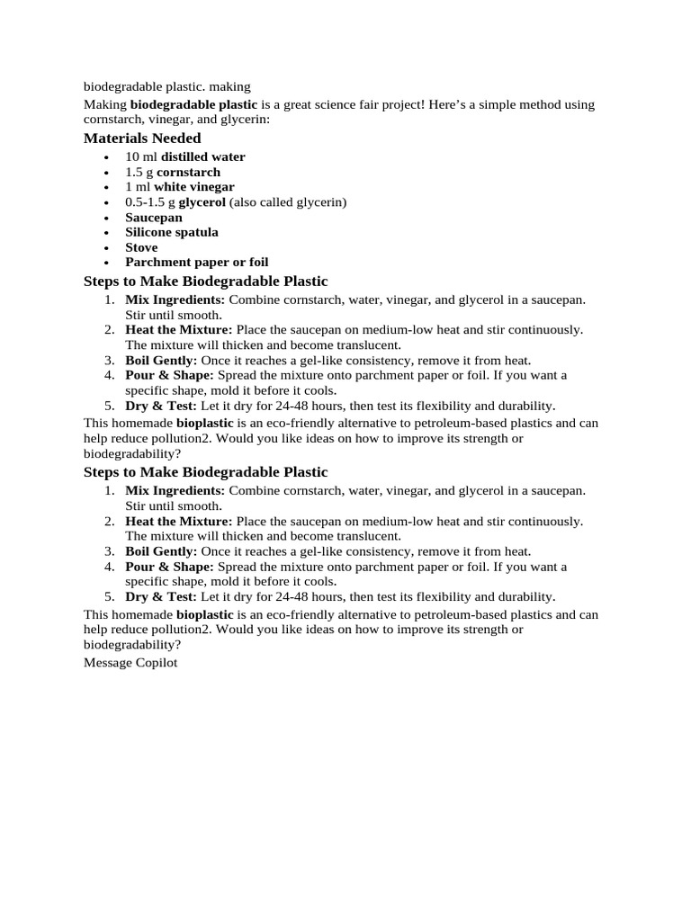 Biodegradable Plastic | PDF
