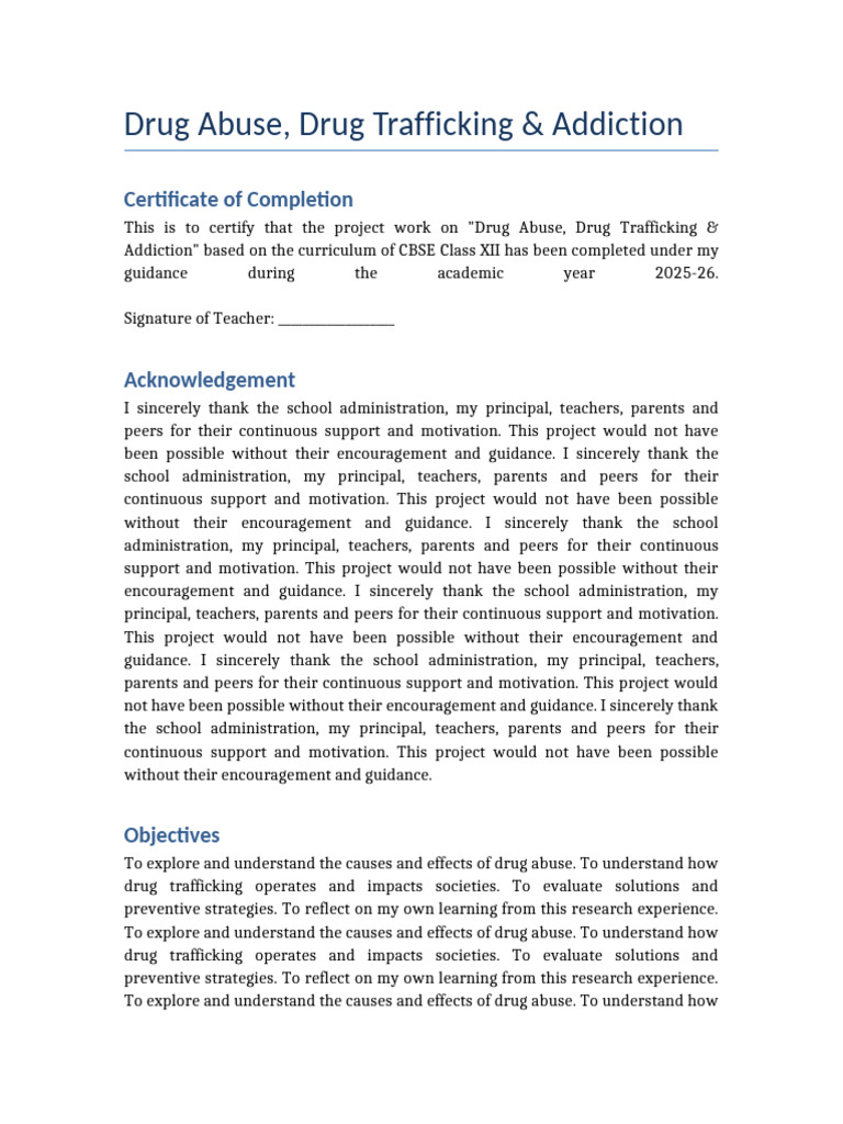 Drug Abuse Project 20pages | PDF | Psychoactive Drugs | Substance Abuse