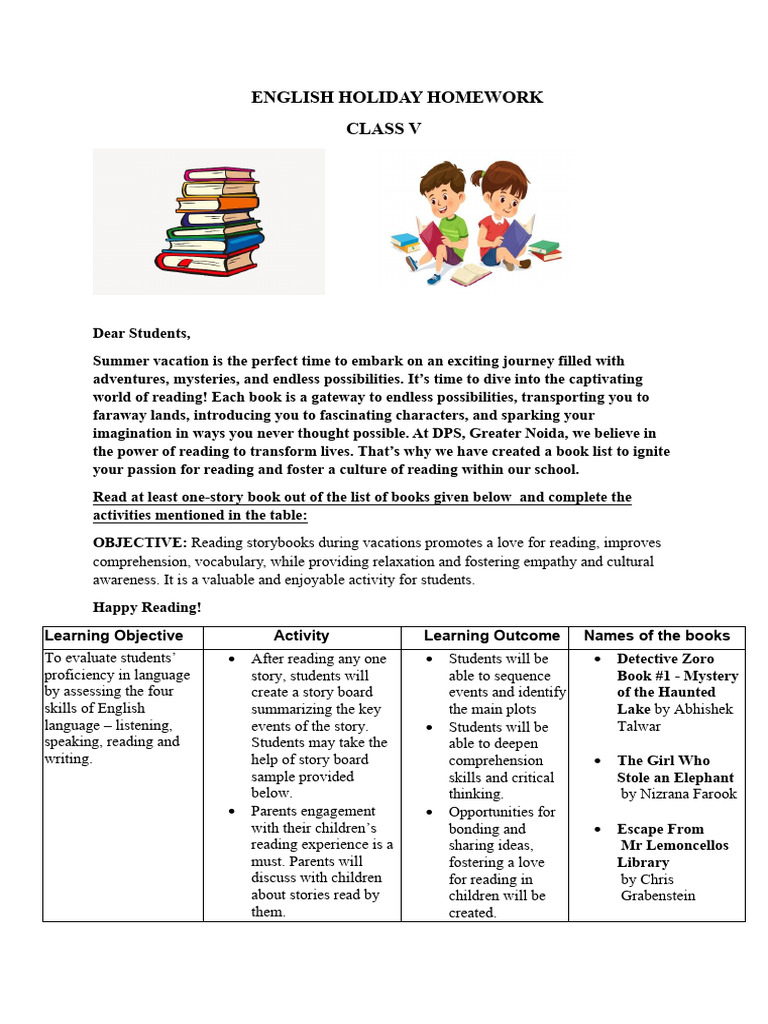 CL V (2024-25) Summer Holiday Homework | PDF | Natural Disasters