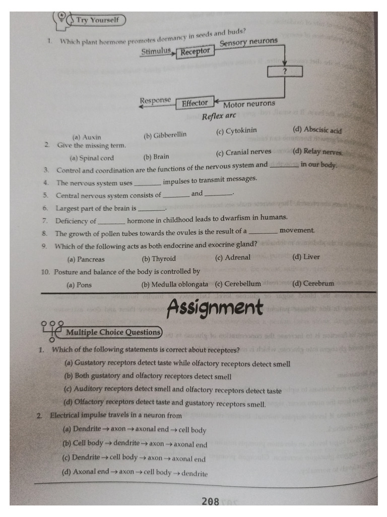 Control and Coordination MCQ | PDF