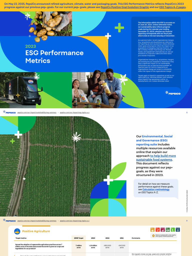 2023 PepsiCo ESG Performance Summary | PDF | Sustainability ...