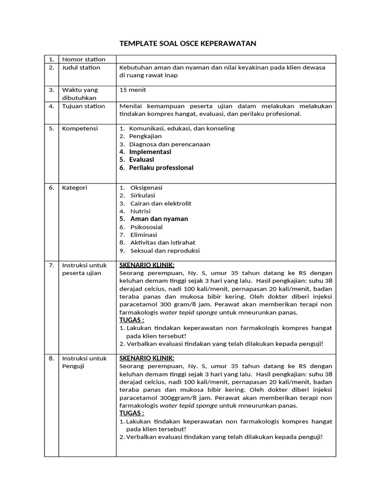 Soal OSCE - Matrix 1 - Station 1 | PDF
