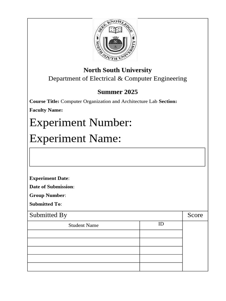 Lab Cover Page Template | PDF