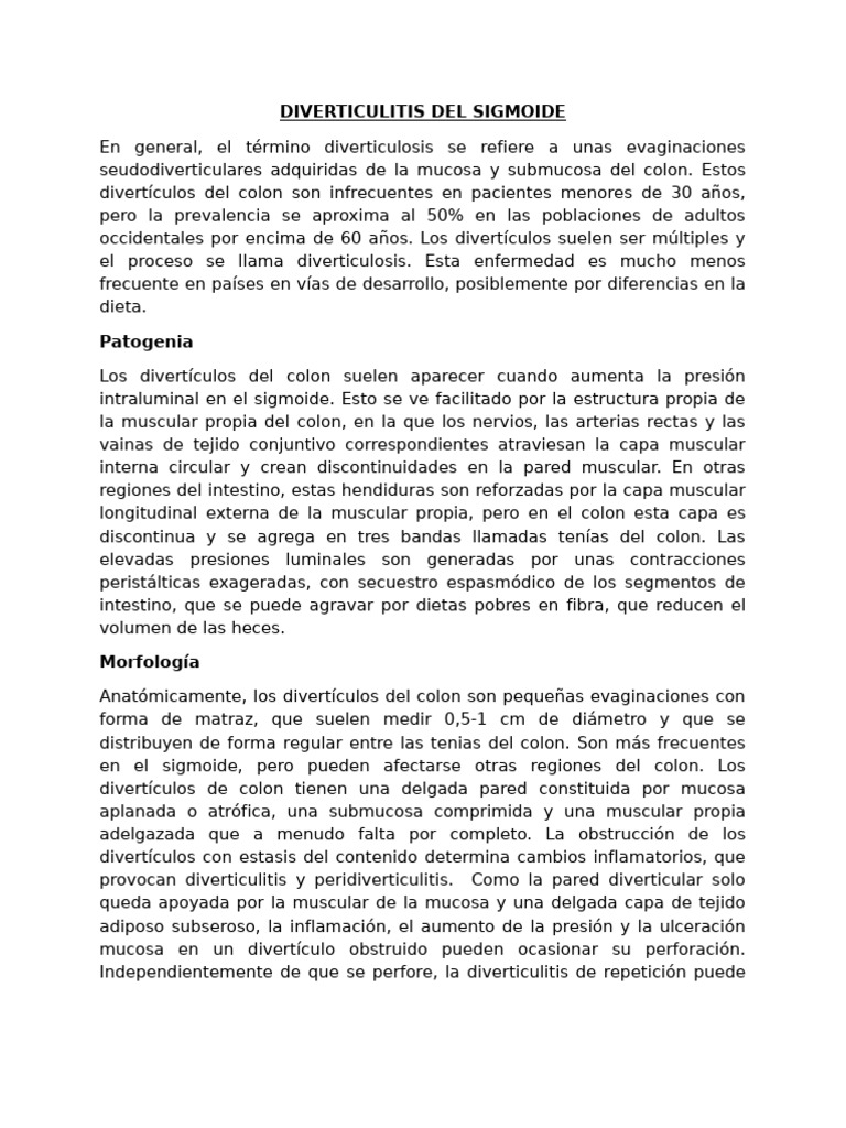 Diverticulitis del Sigmoide: Causas y Síntomas | PDF | Cáncer ...
