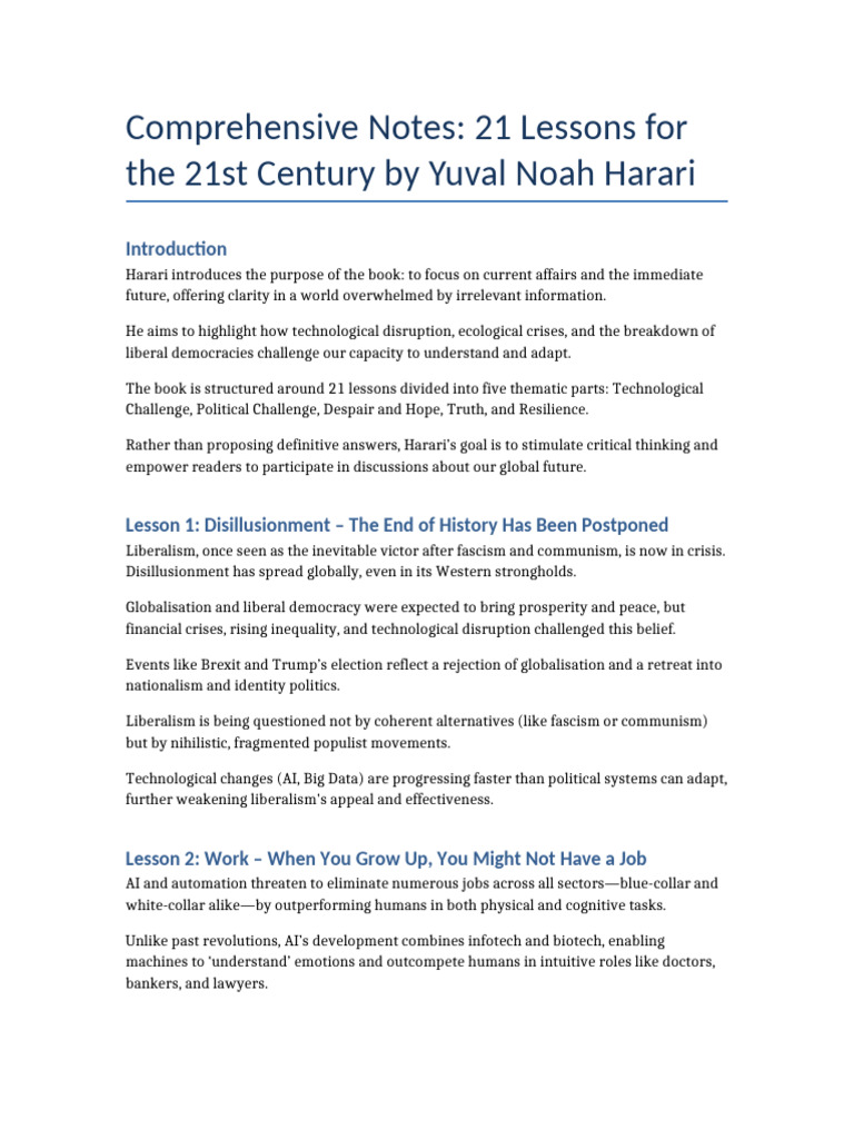 21 Lessons for the 21st Century Insights | PDF | Secularism | Justice