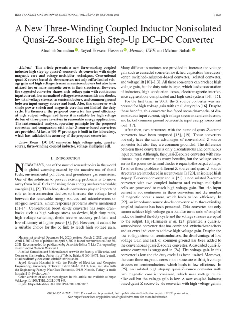 A New Three-Winding Coupled Inductor Nonisolated Quasi-Z-Source High ...