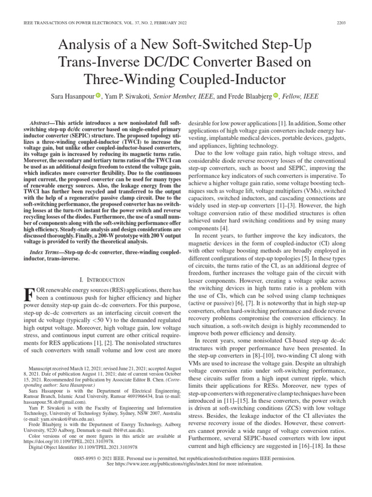 Analysis of A New Soft-Switched Step-Up Trans-Inverse DC/DC Converter Based On Three-Winding ...