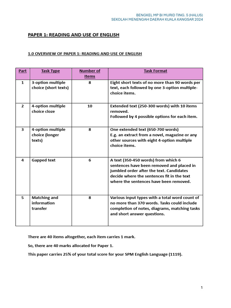 SMK Bukit Merchu 4th June 2024 - Paper 1 & Paper 2 | PDF | Linguistics ...