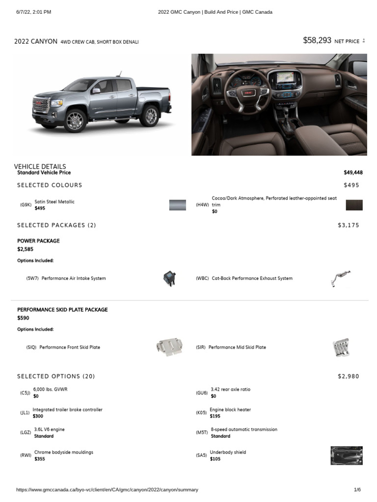 2022 GMC Canyon Build & Price Canada | PDF | Trunk (Car) | Vehicles